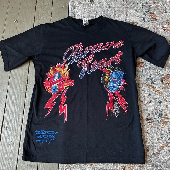 Ed Hardy | Tops | Ed Hardy Oversized Tshirt Brave Heart | Poshmark